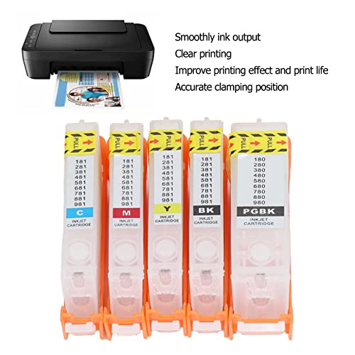 Fafeicy 5Pcs Ink Cartridge PGBK BK C M Y Inkjet Cartridge Printer Cartridge Smoothly Operation Reusable with Permanent Chip (780-781)