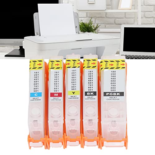 Fafeicy 5Pcs Ink Cartridge PGBK BK C M Y Inkjet Cartridge Printer Cartridge Smoothly Operation Reusable with Permanent Chip (780-781)