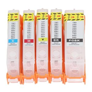 fafeicy 5pcs ink cartridge pgbk bk c m y inkjet cartridge printer cartridge smoothly operation reusable with permanent chip (980-981)