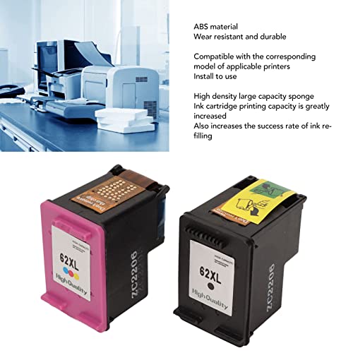 FOSA 2pcs Ink Cartridges, 62XL Colored, Black Print Cartridges Replacement for OfficeJet 200 258 5540 5542 5640 7640 Printer, Standard Ink Cartridge for Office