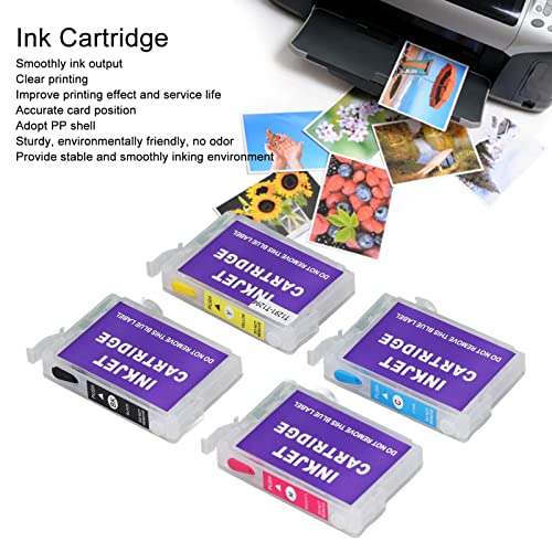 FTVOGUE 4PCS Ink Cartridge,Reusable Printer Refill Inkjet Cartridges PP for Homer Office (T1411/T1412/T1413/T1414)