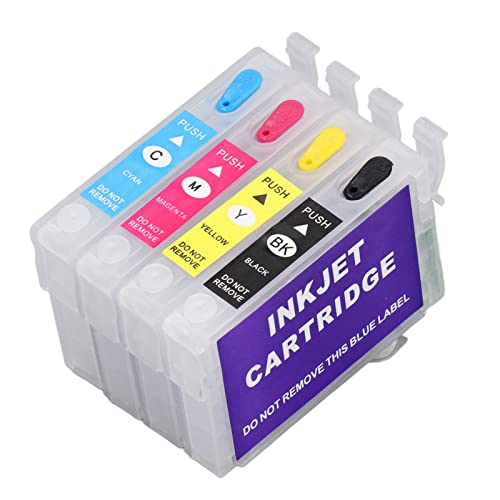 FTVOGUE Ink Cartridge,4 Colors Printing Accessory Part PP for Photo Paper Document (T1281/T1282/T1283/T1284)