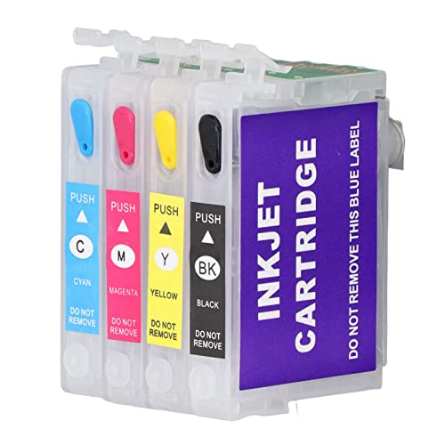 FTVOGUE Ink Cartridge,4 Colors Printing Accessory Part PP for Photo Paper Document (T1281/T1282/T1283/T1284)