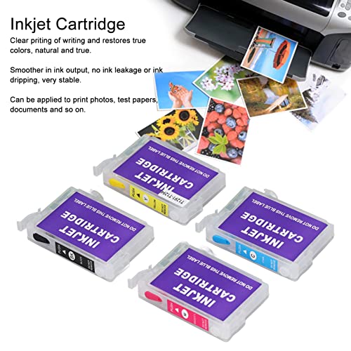 Hilitand 4 Colors Printer Ink Cartridge Office Use Printing Accessory Part Printer Ink Cartridge for Photo Paper Document (T1281/T1282/T1283/T1284)