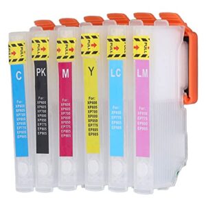 FTVOGUE 6Pcs Ink Cartridge PP Reusable 6Colors Printer Refill Ink Cartridge Replacement (ICBK70/ICC70/ICM70/ICY70/ICLC70/ICLM70)