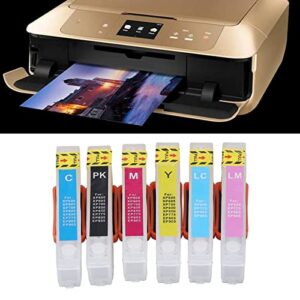 FTVOGUE 6Pcs Ink Cartridge PP Reusable 6Colors Printer Refill Ink Cartridge Replacement (ICBK70/ICC70/ICM70/ICY70/ICLC70/ICLM70)