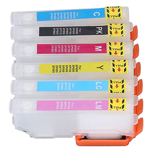 FTVOGUE 6Pcs Ink Cartridge PP Reusable 6Colors Printer Refill Ink Cartridge Replacement (ICBK80/ICC80/ICM80/ICY80/ICLC80/ICLM80)