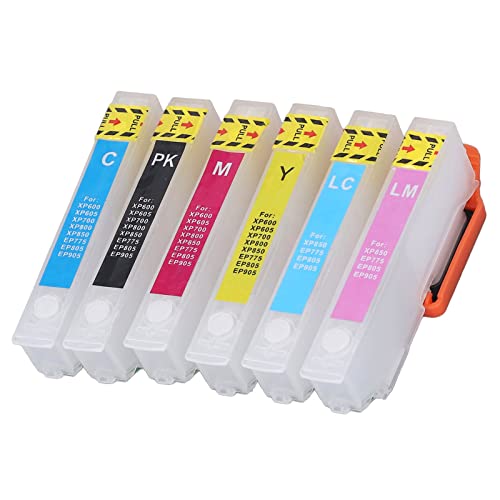 FTVOGUE 6Pcs Ink Cartridge PP Reusable 6Colors Printer Refill Ink Cartridge Replacement (ICBK80/ICC80/ICM80/ICY80/ICLC80/ICLM80)