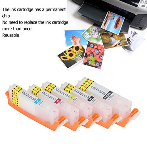 FTVOGUE 5Pcs Ink Cartridge PGBK BK C M Y Smoothly Operation Reusable Printer Ink Cartridge with Permanent Chip (580-581)