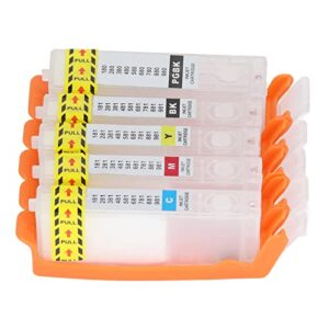 FTVOGUE 5Pcs Ink Cartridge PGBK BK C M Y Smoothly Operation Reusable Printer Ink Cartridge with Permanent Chip (580-581)