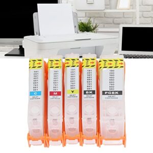 FTVOGUE 5Pcs Ink Cartridge PGBK BK C M Y Smoothly Operation Reusable Printer Ink Cartridge with Permanent Chip (580-581)