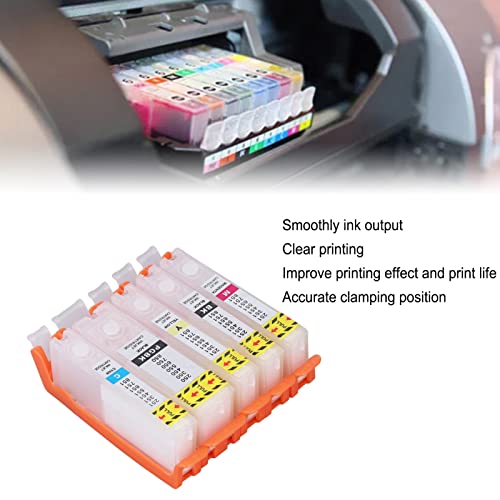 FTVOGUE 5Pcs Ink Cartridge Reusable Smoothly Ink Output PGBK BK C M Y Printer Cartridge for Test Papers Documents (250-251)