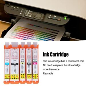 FTVOGUE 5Pcs Ink Cartridge Reusable Smoothly Ink Output PGBK BK C M Y Printer Cartridge for Test Papers Documents (250-251)