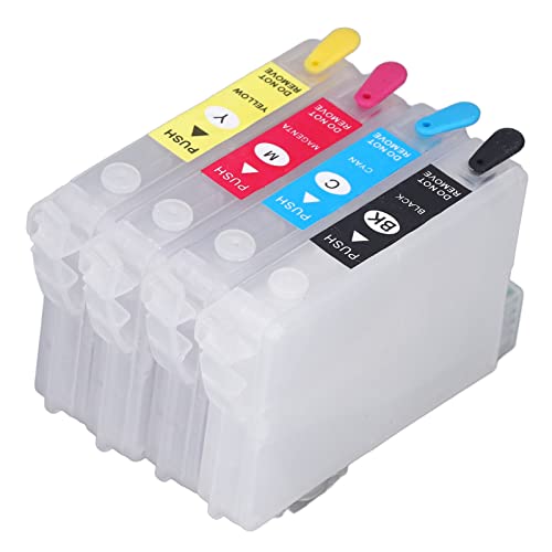 Hilitand 4Pcs Printing Ink Cartridge PP Material Ink Cartridge Printing Cartridge with Permanent Chip for Reusable Printer (T0461/T0472/T0473/T0474)