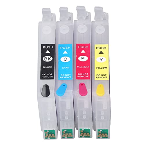 Hilitand 4Pcs Printing Ink Cartridge PP Material Ink Cartridge Printing Cartridge with Permanent Chip for Reusable Printer (T0461/T0472/T0473/T0474)