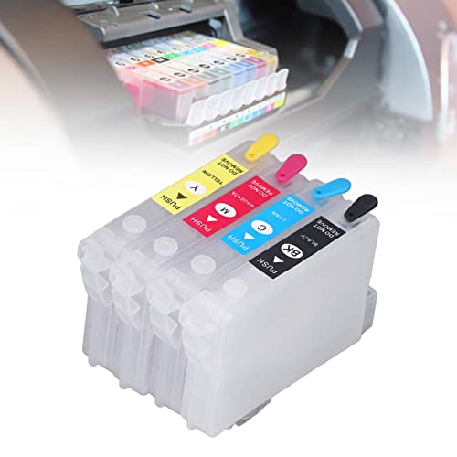 Hilitand 4Pcs Printing Ink Cartridge PP Material Ink Cartridge Printing Cartridge with Permanent Chip for Reusable Printer (T0461/T0472/T0473/T0474)