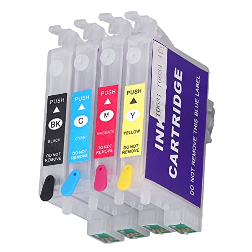 Hilitand 4Pcs Printing Ink Cartridge PP Material Ink Cartridge Printing Cartridge with Permanent Chip for Reusable Printer (T0461/T0472/T0473/T0474)