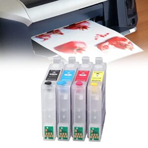 Hilitand 4Pcs Printing Ink Cartridge PP Material Ink Cartridge Printing Cartridge with Permanent Chip for Reusable Printer (T0461/T0472/T0473/T0474)