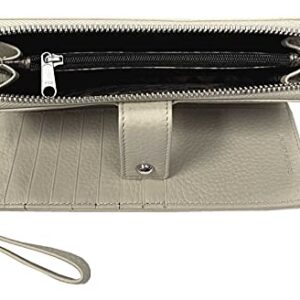 Harley-Davidson Women's Heavy Metal Stud Genuine Leather Clutch Wallet - Cream