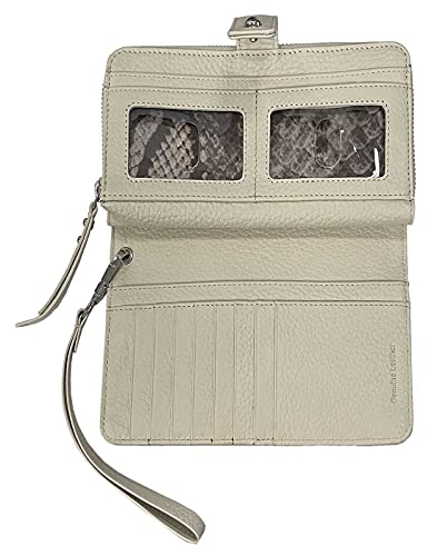 Harley-Davidson Women's Heavy Metal Stud Genuine Leather Clutch Wallet - Cream