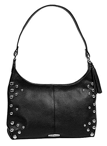 Harley-Davidson Women's Heavy Metal Studded Genuine Leather HOBO Purse - Black