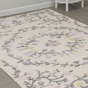 delta children hand-tufted wool blend area rug 5×8, floral garden