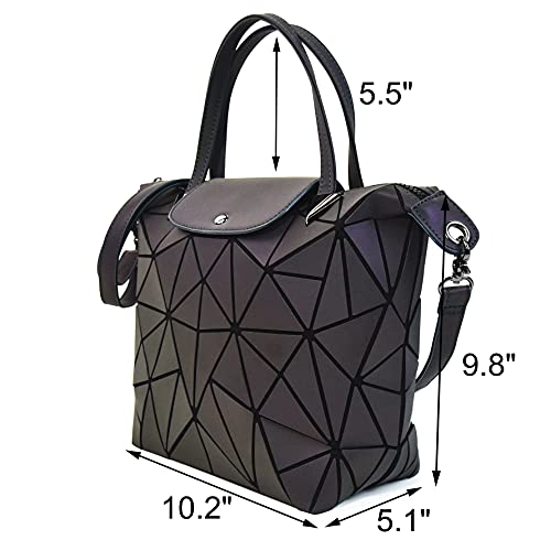 SIYUE Geometric Luminous Purses and Handbags Women Holographic Reflective Crossbody Bag Wallet Flash Rainbow Tote C