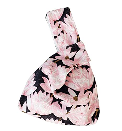 Japanese Style Knot Bag Women Wrist Bag Kimono Knot Pouch Tote, Blossom-4