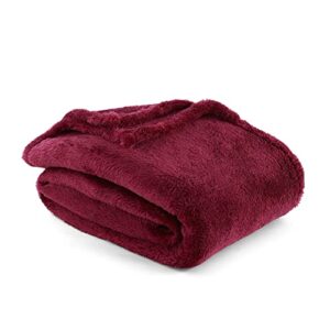 berkshire blanket extra-fluffy throw | soft fluffy ultra plush solid throw | wine | 55″ x 70″