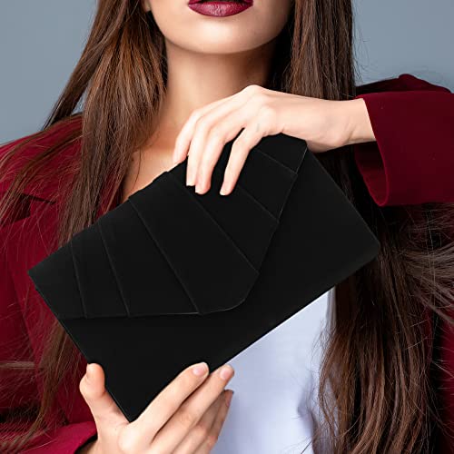 KUANG! Women's Evening Clutch Bag Velvet Pleated Envelope Clutch Handbag for Bridal Wedding Party