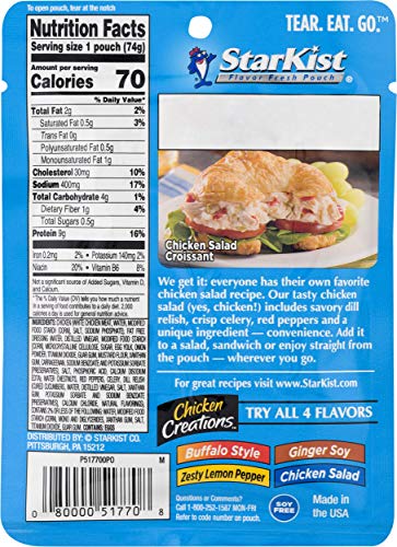 StarKist Chicken Creations, Chicken Salad, 2.6 oz Pouch (Pack of 12) & Tuna Creations Deli Style Tuna Salad, 3 oz pouch (Pack of 12) (Packaging May Vary)