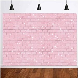 retro pink glitter brick wall photography backdrop girl happy birthday party photo background baby shower bridal shower wedding newborn banner cake table decorations photo booth props 7x5ft