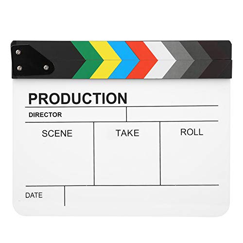 riuty Film Clapperboard 30x25CM Acrylic Movie Clapperboard Professional Director Action Clap Film Photography Tool Suitable for Role Playing Editing Video Production Movie Film Camera Photography(#2)