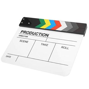 riuty Film Clapperboard 30x25CM Acrylic Movie Clapperboard Professional Director Action Clap Film Photography Tool Suitable for Role Playing Editing Video Production Movie Film Camera Photography(#2)