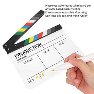 riuty Film Clapperboard 30x25CM Acrylic Movie Clapperboard Professional Director Action Clap Film Photography Tool Suitable for Role Playing Editing Video Production Movie Film Camera Photography(#2)