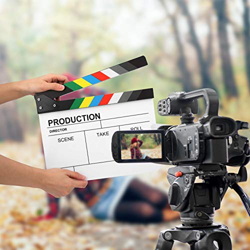 riuty Film Clapperboard 30x25CM Acrylic Movie Clapperboard Professional Director Action Clap Film Photography Tool Suitable for Role Playing Editing Video Production Movie Film Camera Photography(#2)