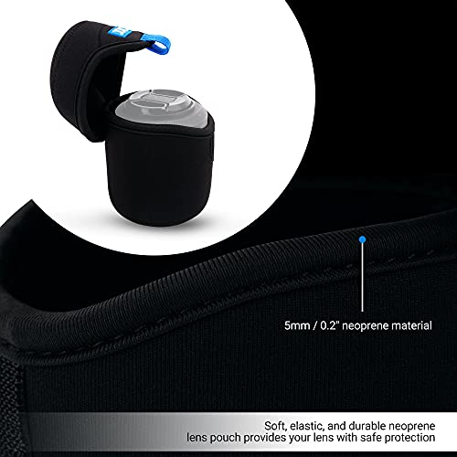 JJC Water Resistant Neoprene Camera Lens Pouch Case, Fold-Over Lens Bag for Mirrorless Lenses Up to 3.1 x 3.1 (D X H) for Sony FE 50mm f/1.8, Canon RF 35mm f/1.8, Fujifilm XF 23mm f/1.4 etc.