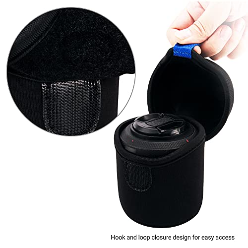 JJC Water Resistant Neoprene Camera Lens Pouch Case, Fold-Over Lens Bag for Mirrorless Lenses Up to 3.1 x 3.1 (D X H) for Sony FE 50mm f/1.8, Canon RF 35mm f/1.8, Fujifilm XF 23mm f/1.4 etc.