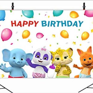 Cartoon Confetti Balloon Baby Animals Photography Backdrop for Baby Children First Birthday Party Decorations Word Party Photo Background Photo Booth Cake Table Supply Vinyl 5x3ft Banner