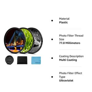 Sedremm Compatible with 77mm Star Filter 3 Pieces Starburst Lens Filter Canon Nikon Sony Olympus Pentax Tarmon Sigma and Other DSLR Cameras 4 Points 6 Points 8 Points