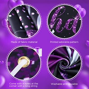 Black Purple and Silver Birthday Decoration Banner, Large Happy Birthday Banner for Girls Women Men Purple and Black Birthday Theme Party Backdrop for Birthday Background, 71x 43.3 Inches