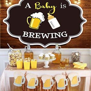 A Baby is Brewing Themed Photography Backdrop for Baby Shower Party Banner Decorations Vinyl Beer Bottle Rustic Wood Glitter Photo Background 5x3ft Photo Booth Studio Props Cake Table Supplies