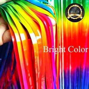 Rainbow Foil Fringe Curtain Backdrop Tinsel Photo Booth Props for Birthday Gay Pride Day Circus Bachelorette Wedding Engagement Bridal Shower Baby Shower Happy New Year Party Decorations - 2 Packs