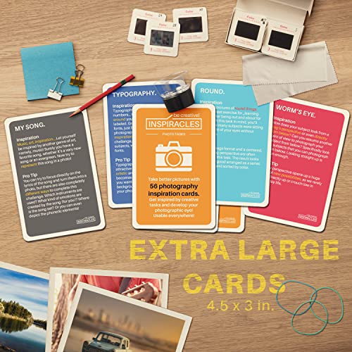 Photography Inspiration Cards, Camera Accessories - XL Card Deck, Photographer Gifts, DSLR Accessory, Photography Accessories, with Camera Cheat Sheet for All Cameras for Photography