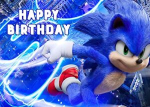 8x6ft blue sonic hedgehog happy birthday themed photography backdrop sonic boom superhero kids 1st birthday party photo background studio banner