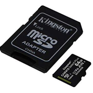 Kingston 64GB microSDHC Canvas Select Plus 100MB/s Read A1 Class 10 UHS-I 2-Pack Memory Card + Adapter (SDCS2/64GB-2P1A)