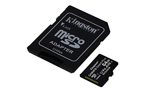 Kingston 64GB microSDHC Canvas Select Plus 100MB/s Read A1 Class 10 UHS-I 2-Pack Memory Card + Adapter (SDCS2/64GB-2P1A)