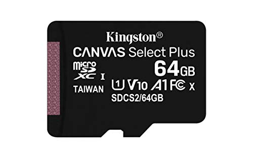 Kingston 64GB microSDHC Canvas Select Plus 100MB/s Read A1 Class 10 UHS-I 2-Pack Memory Card + Adapter (SDCS2/64GB-2P1A)