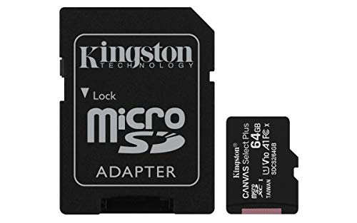 Kingston 64GB microSDHC Canvas Select Plus 100MB/s Read A1 Class 10 UHS-I 2-Pack Memory Card + Adapter (SDCS2/64GB-2P1A)