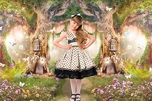 Leowefowa 7x5ft Vinyl Spring Backdrop Fairy Enchanted Flower Fairytale Forest Jungle Photo Background for Party Photoshoot Newborn Baby Kids Children Photography Studio Props Enchanted Forest Backdrop